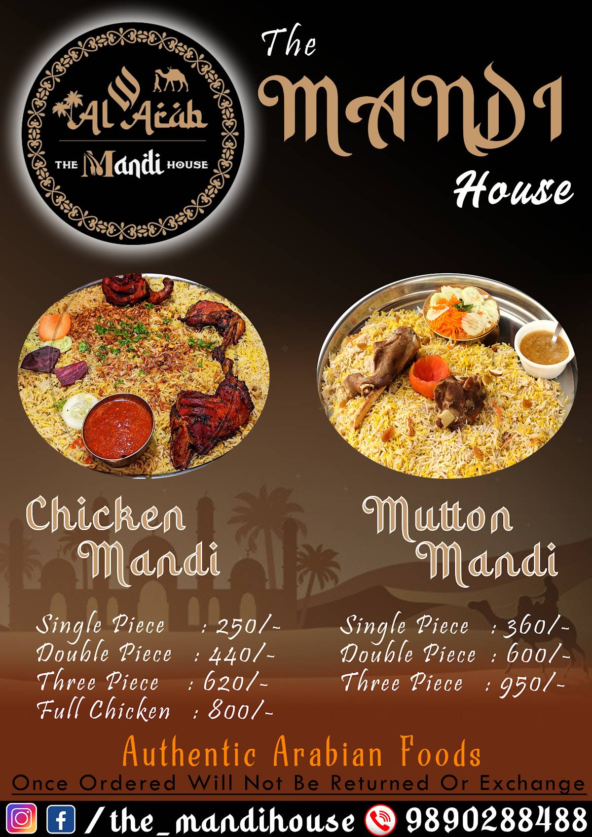 Menu at Al Arab The Mandi House, Chandrapur
