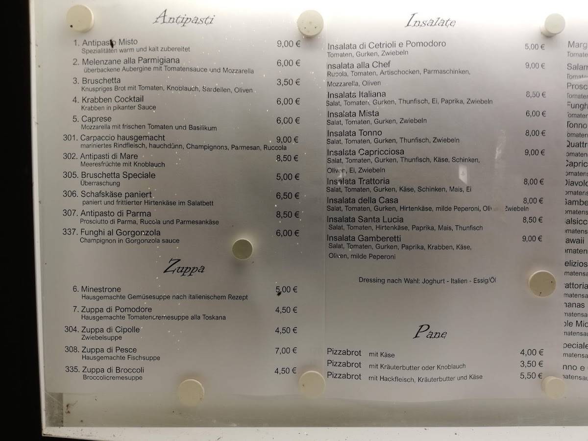 Menu at Al Lago restaurant, Lembruch