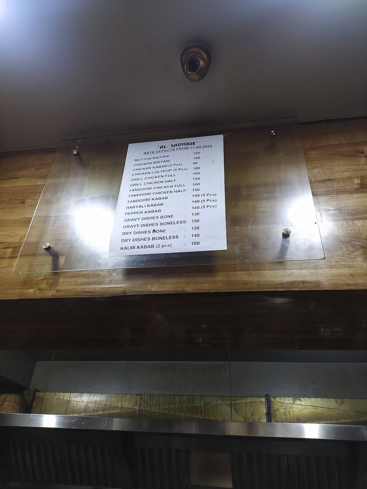 Menu at Al Sadique, Bengaluru, Saraswathi Nagar