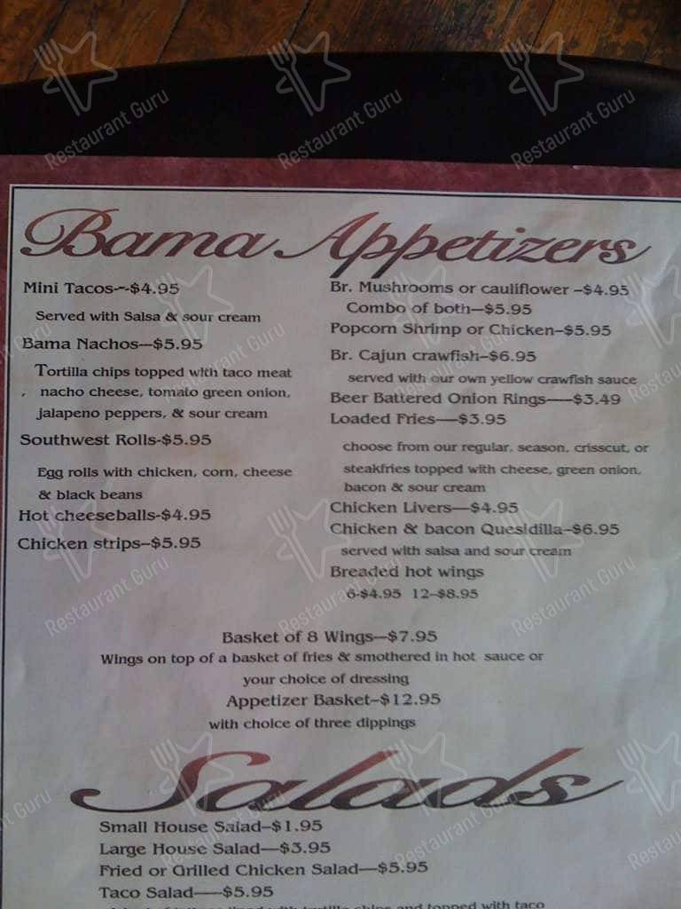 Menu at Alabama Bar & Grill, Brazil, 569 E National Ave