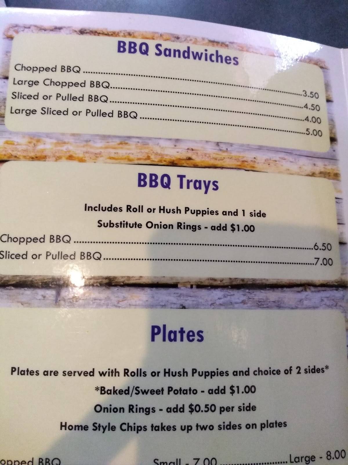 Menu at Log Cabin Bar BQue, Albemarle