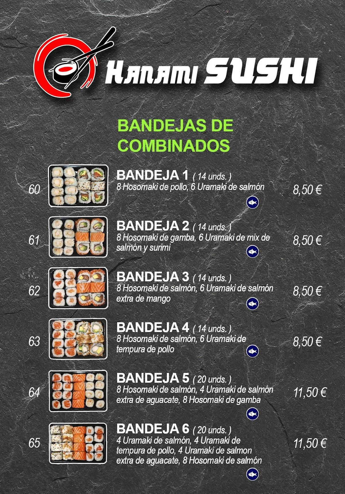Carta de Restaurante Hanami Sushi, Algeciras