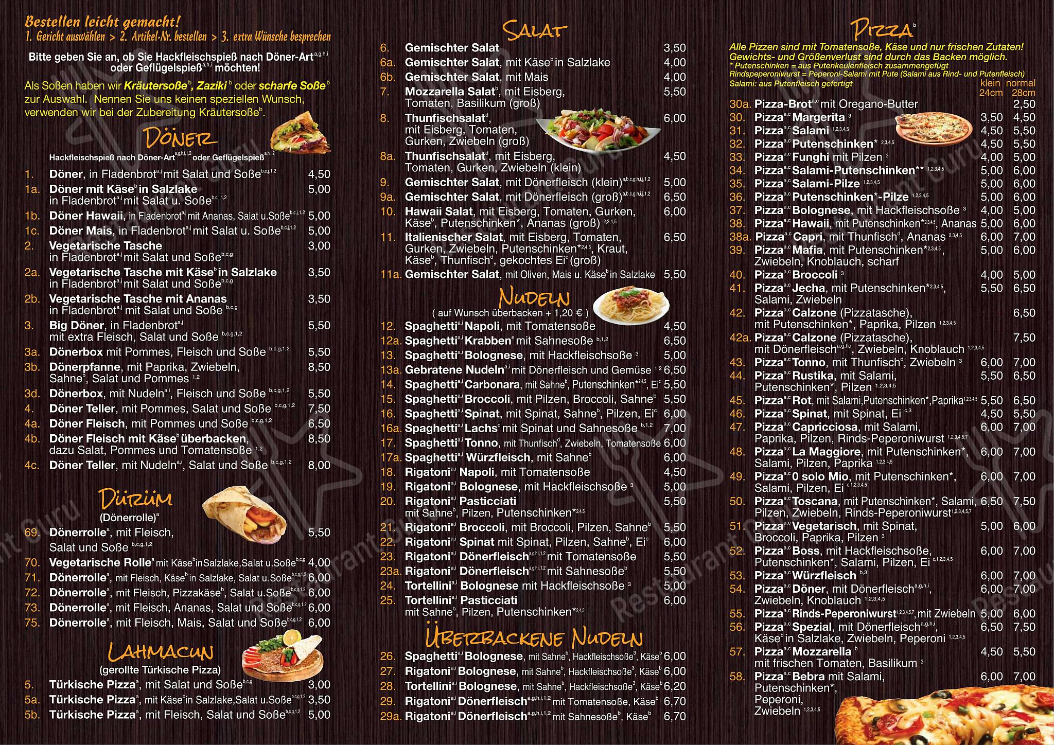 Speisekarte von Ali's Schnellimbiss pub & Bar, Sondershausen