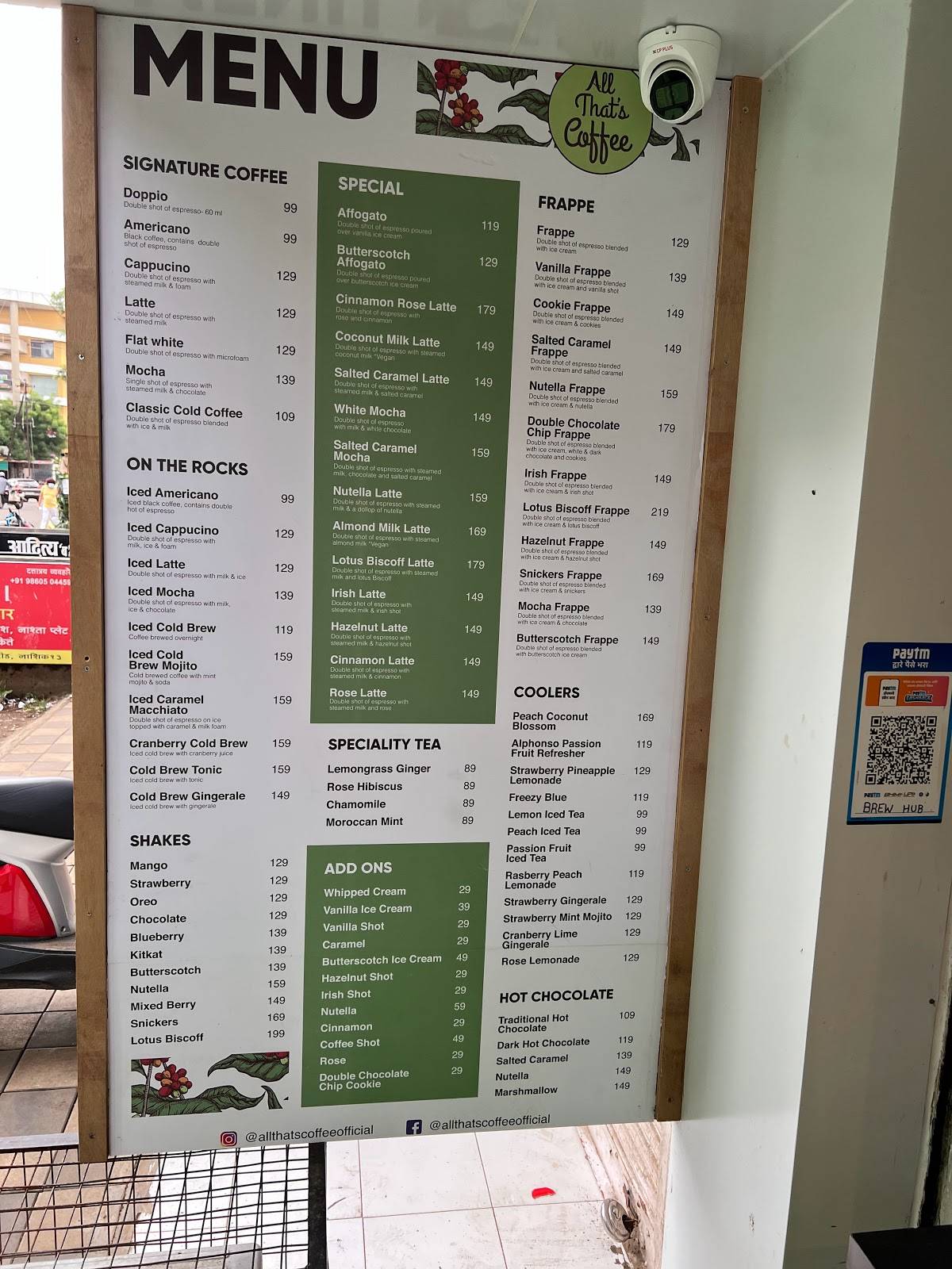 Menu at All That's Coffee, Nashik