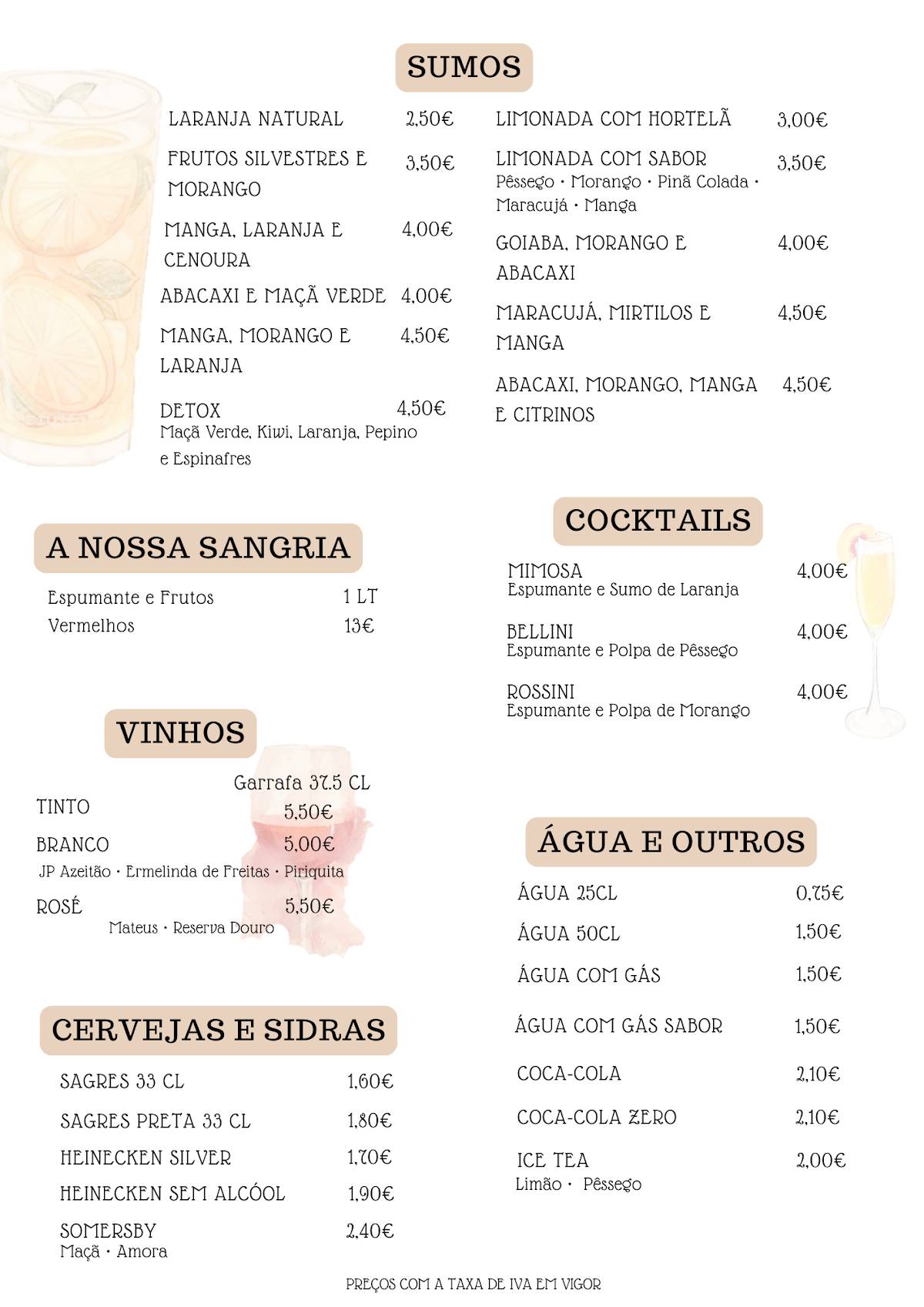 Menu at Alora Brunch restaurant, Quinta do Conde
