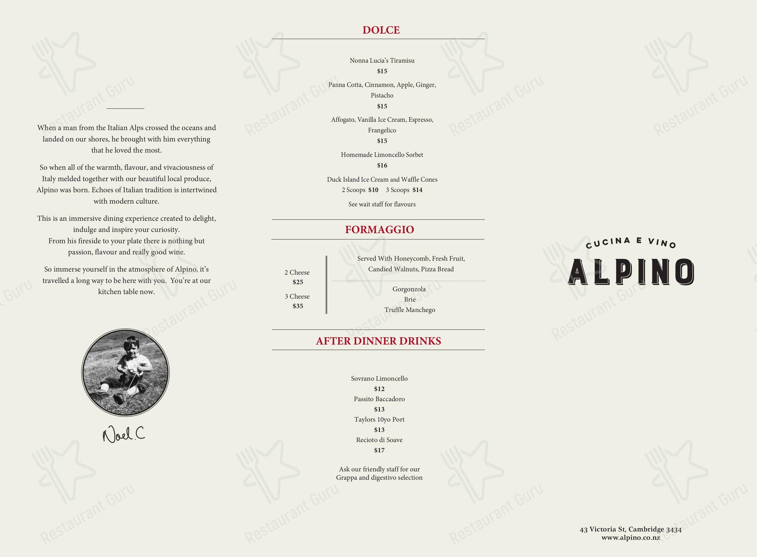 Menu at Alpino Cambridge pizzeria, Cambridge