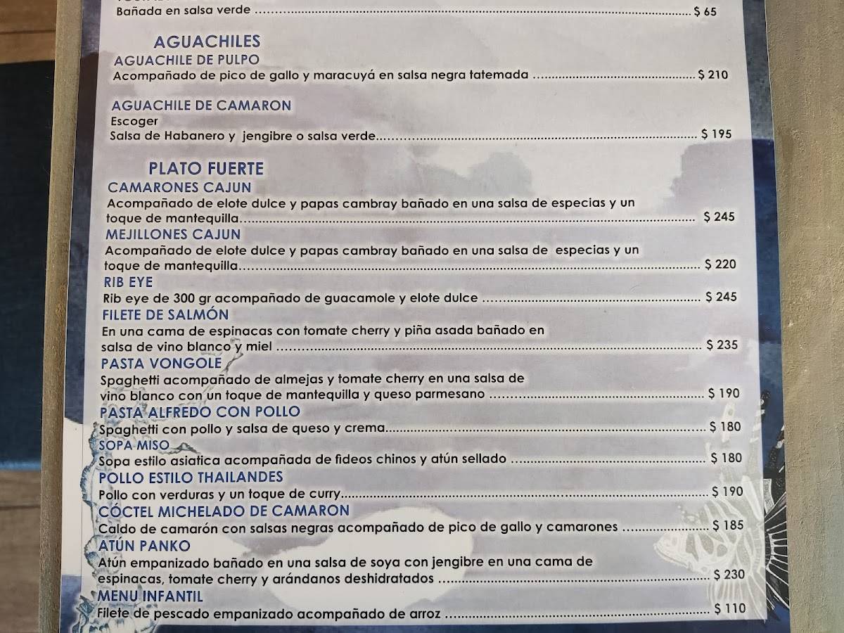 Menu at Altamar restaurant, Mazamitla