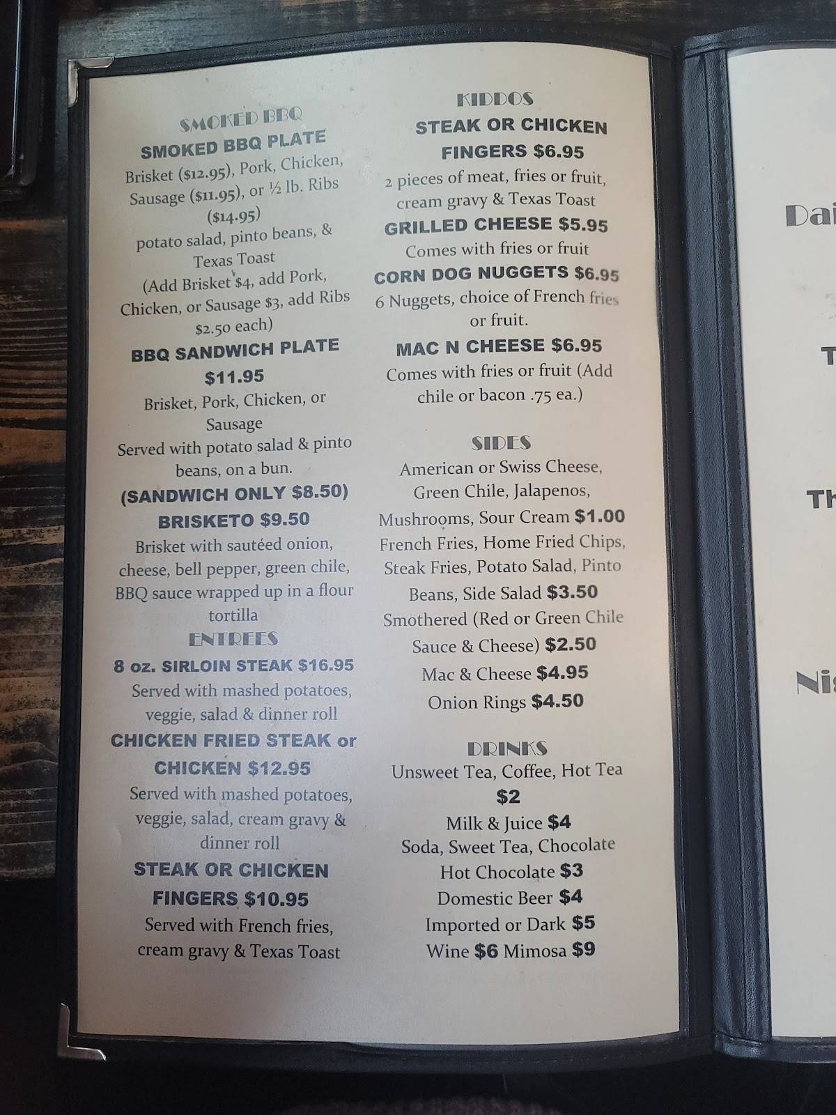 Menu at Alto Cafe, Alto, 810 NM-48