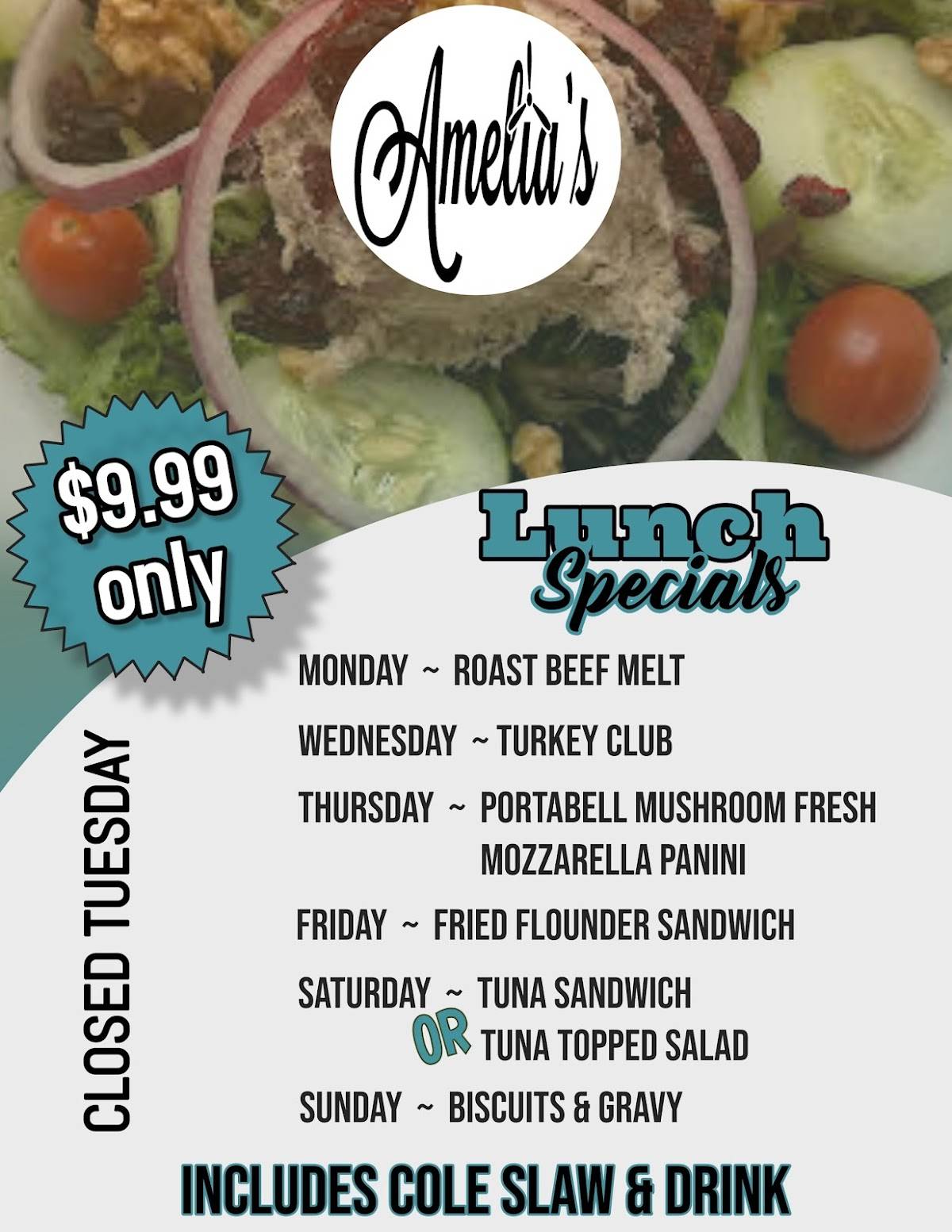 Menu at Amelia's Bar & Grille, Ocean Isle Beach