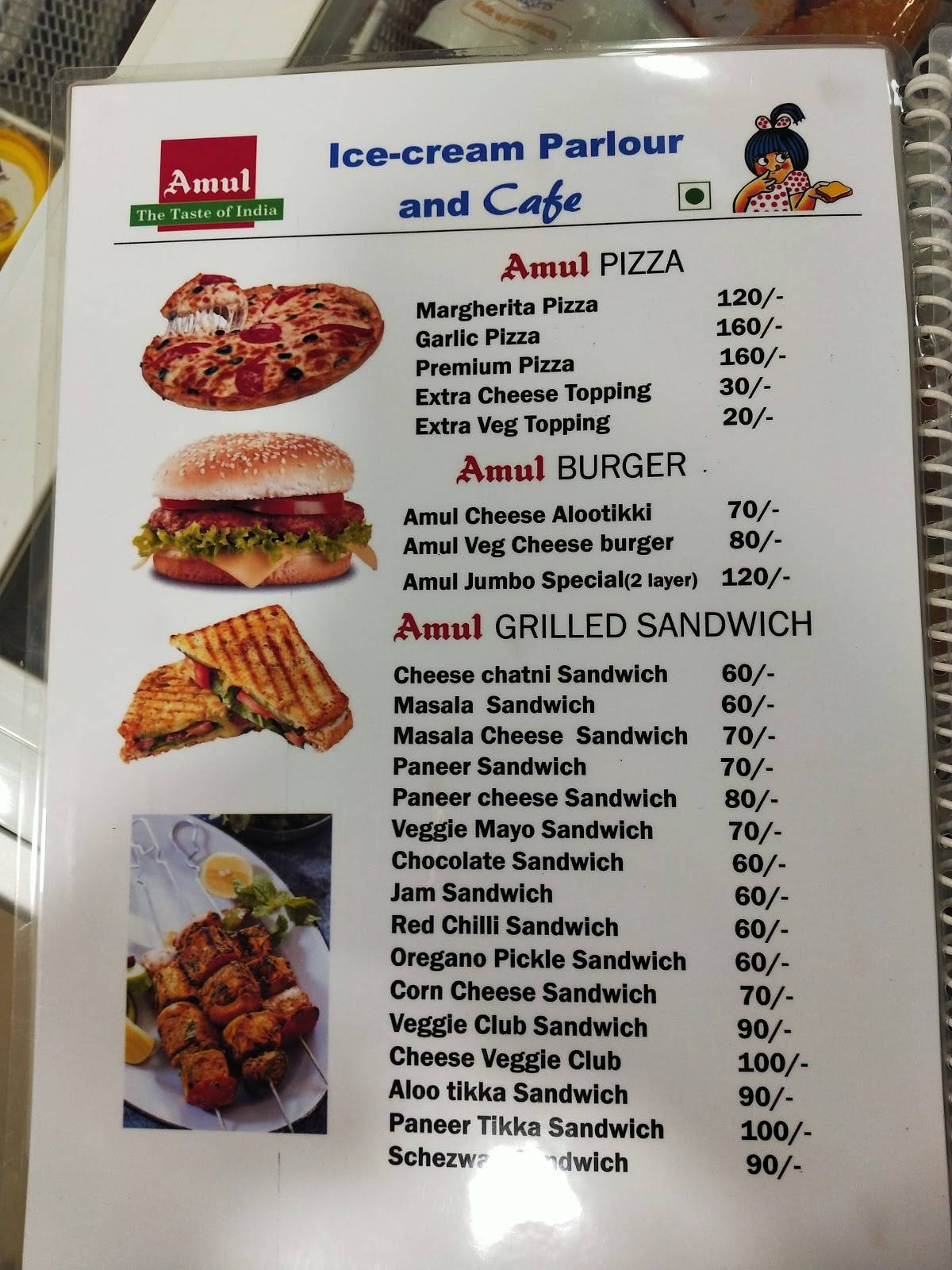 Menu at Amul Ice cream parlour, Cafe and Store, Dewas