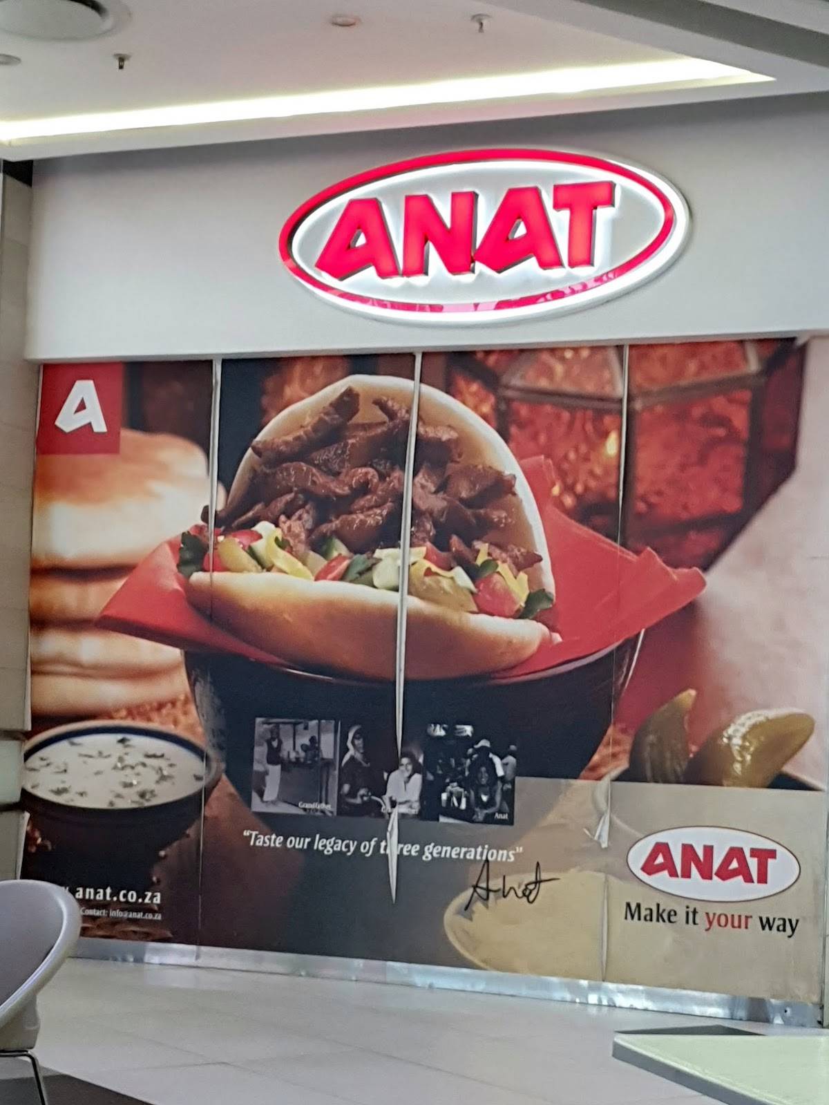 Menu at Anat Menlyn restaurant, Pretoria, Menlyn Park