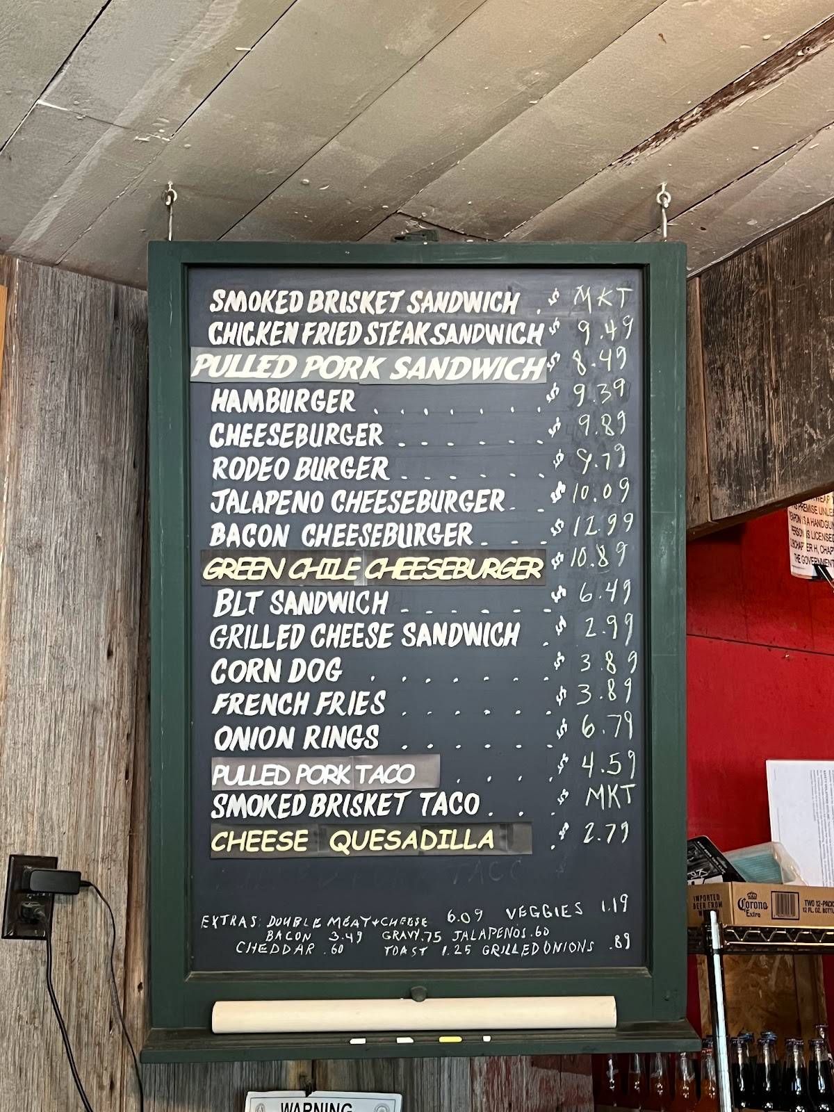 Menu at Andice General Store restaurant, Georgetown