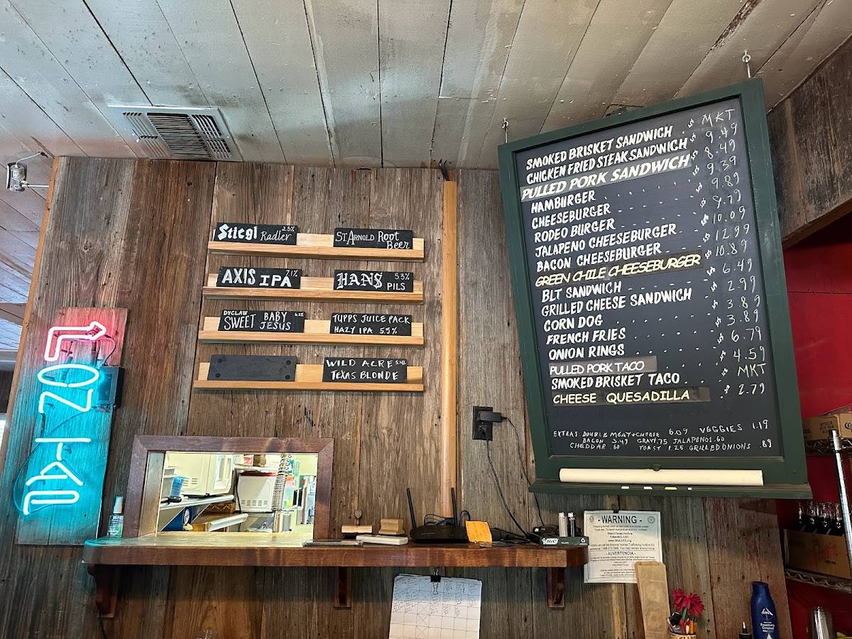 Menu at Andice General Store restaurant, Georgetown