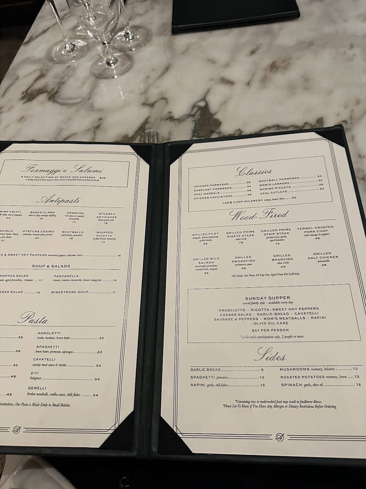 Menu at Angeline by Michael Symon restaurant, Atlantic City