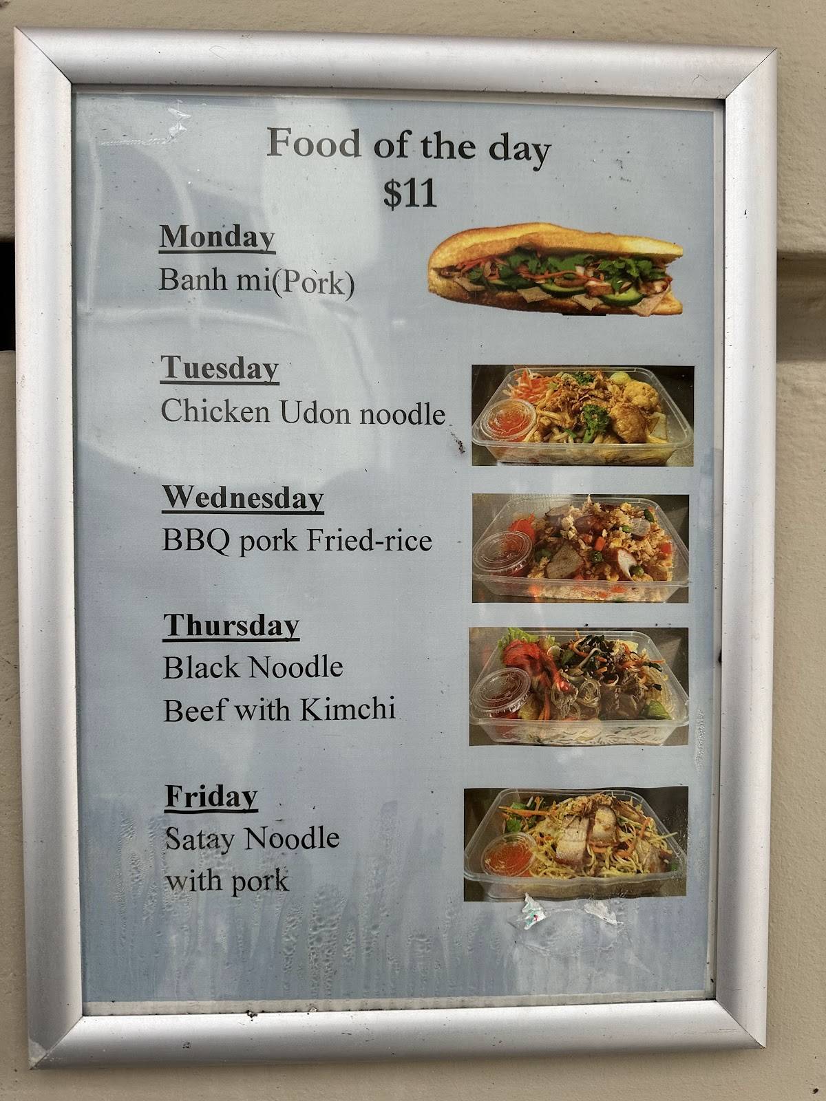 Menu at Angkor Express restaurant, Wellington