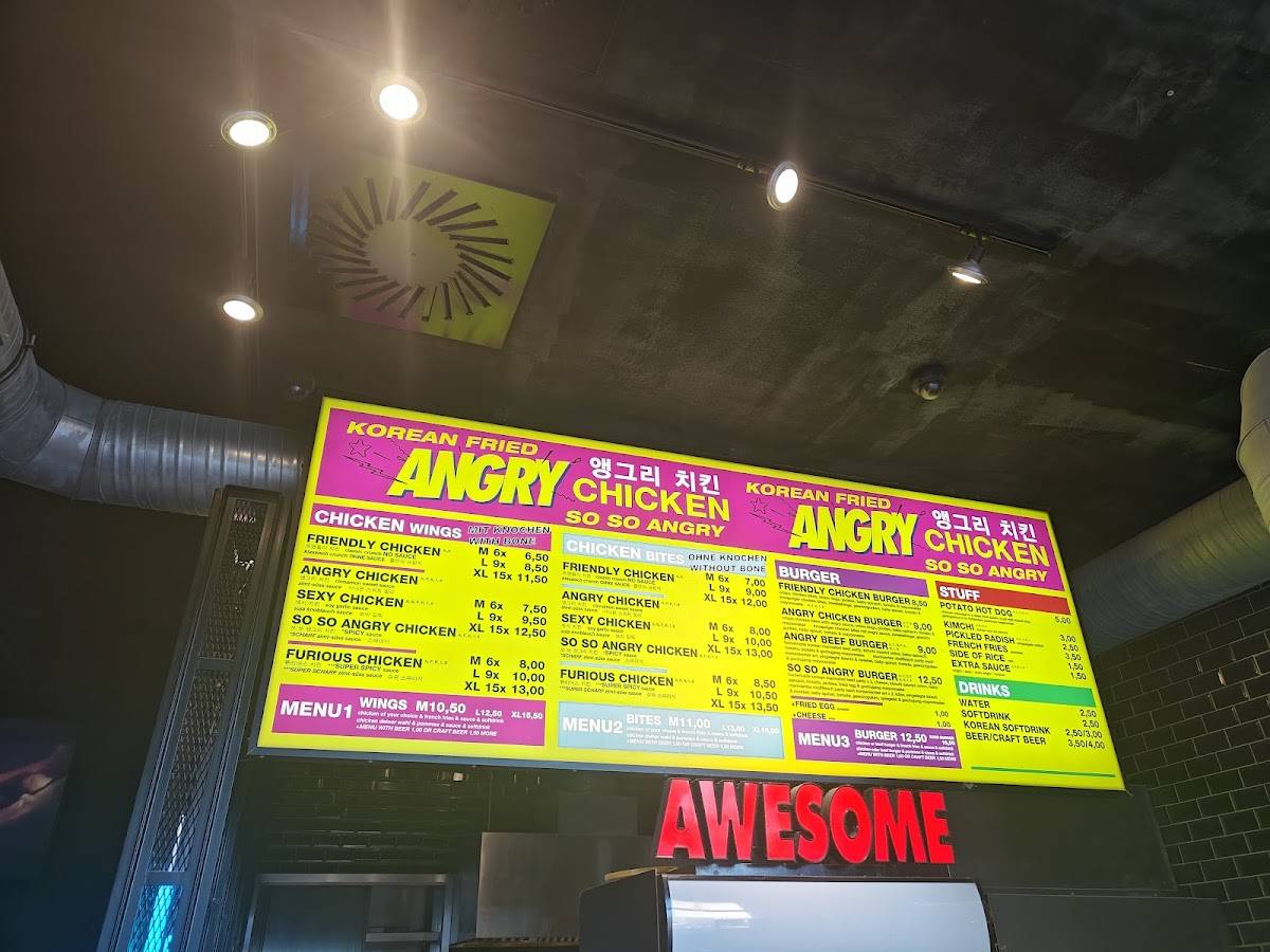 Speisekarte von Angry Chicken restaurant, Berlin, Alexanderplatz