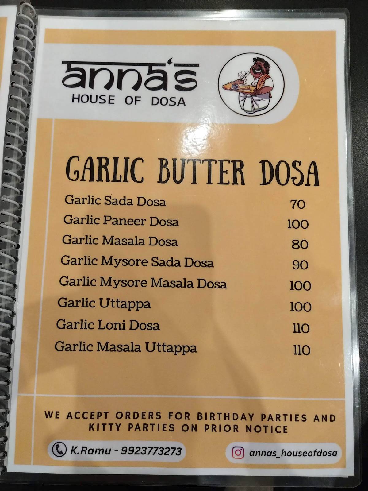 Menu at Anna's House of Dosa - Best Dosa in Nashik, Nashik
