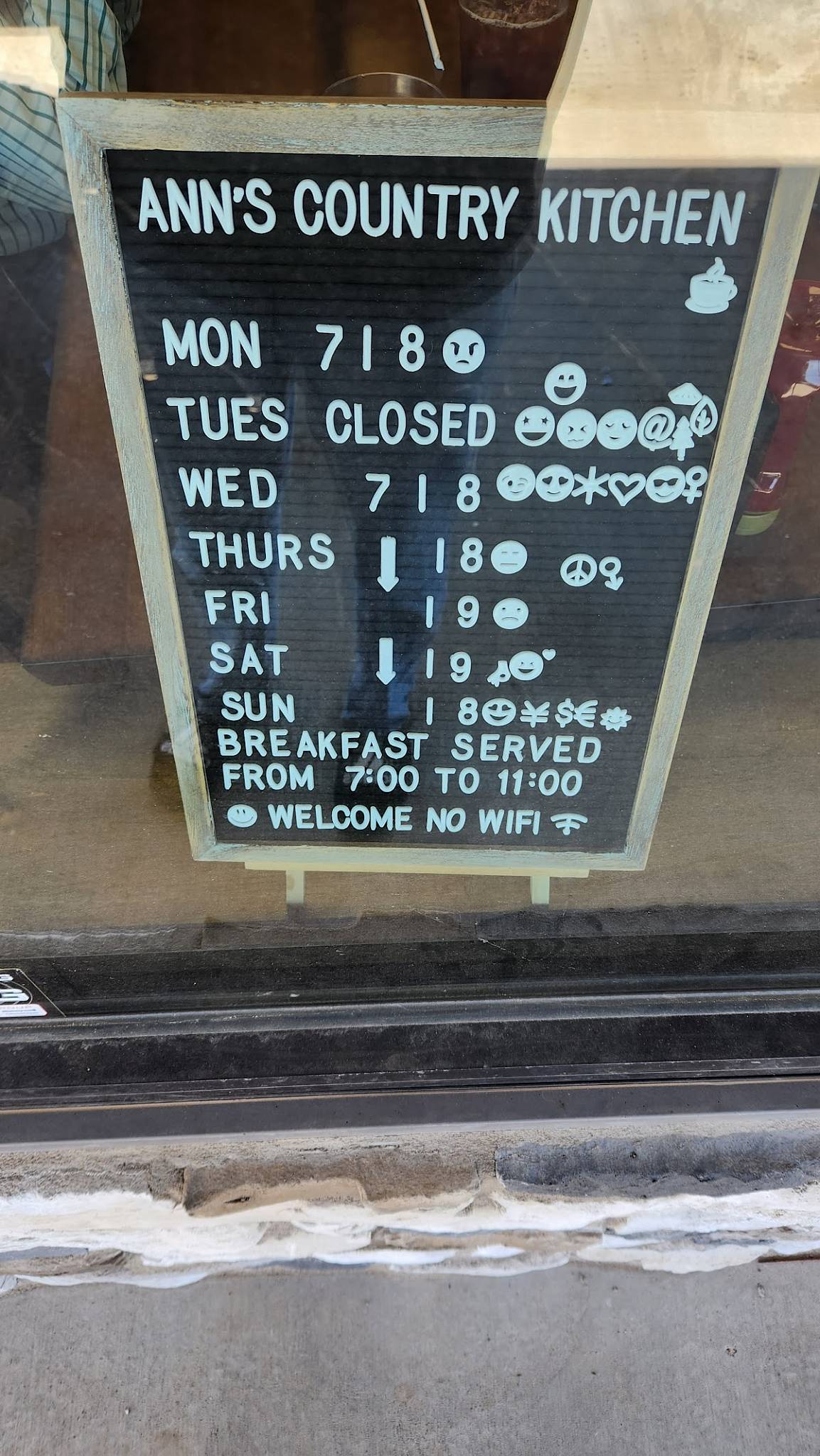 Menu at Ann's Country Kitchen restaurant, USA, OK-58