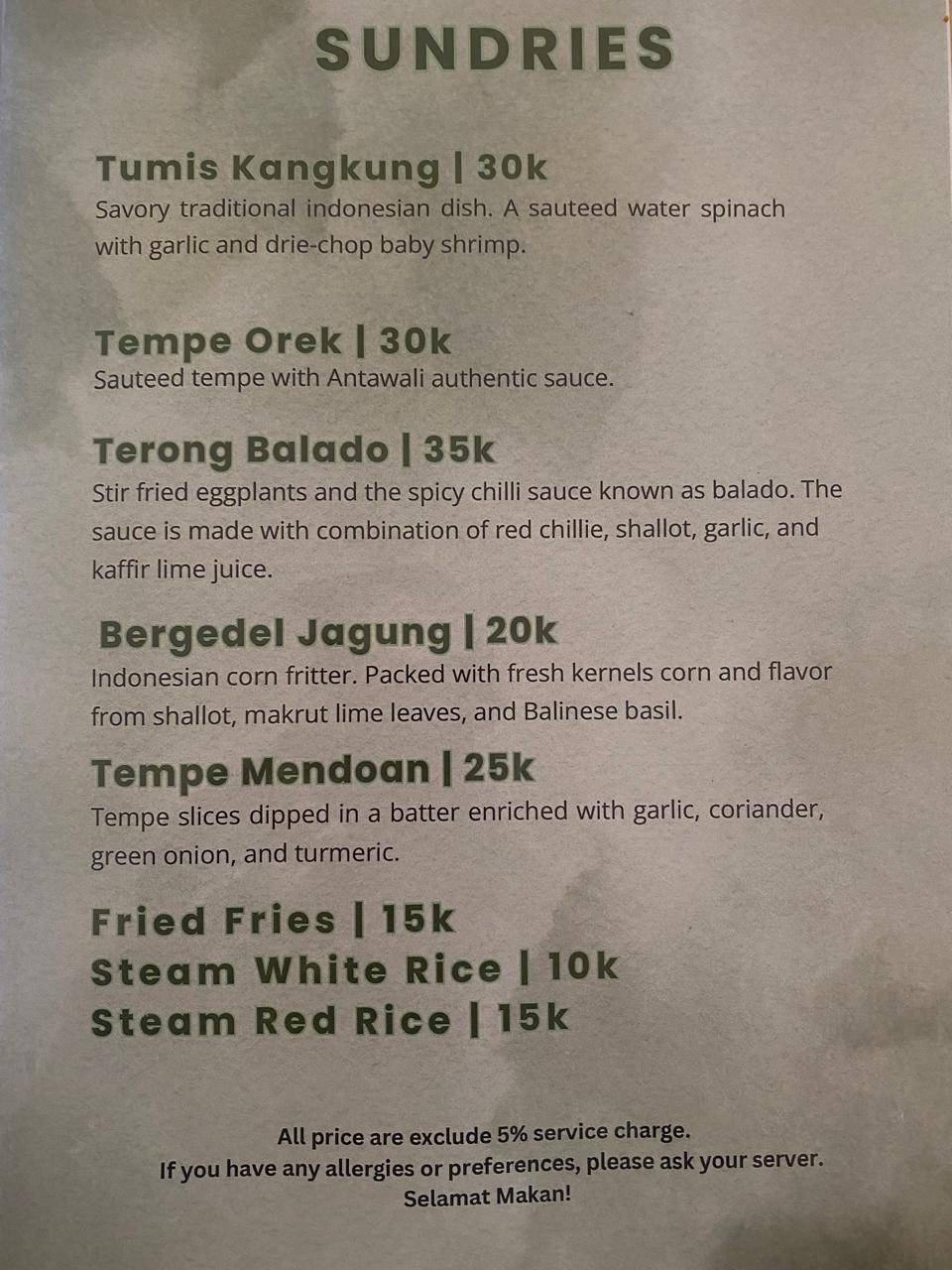Menu at Antawali Kitchen - Indonesian Restaurant & Halal Cuisine., Ubud