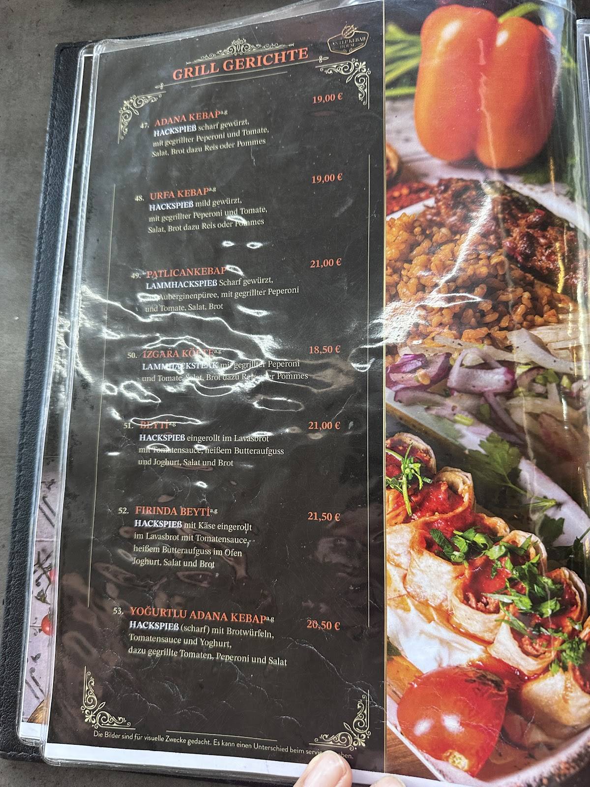 Speisekarte von Antep Kebab House Gmbh restaurant, Hamburg