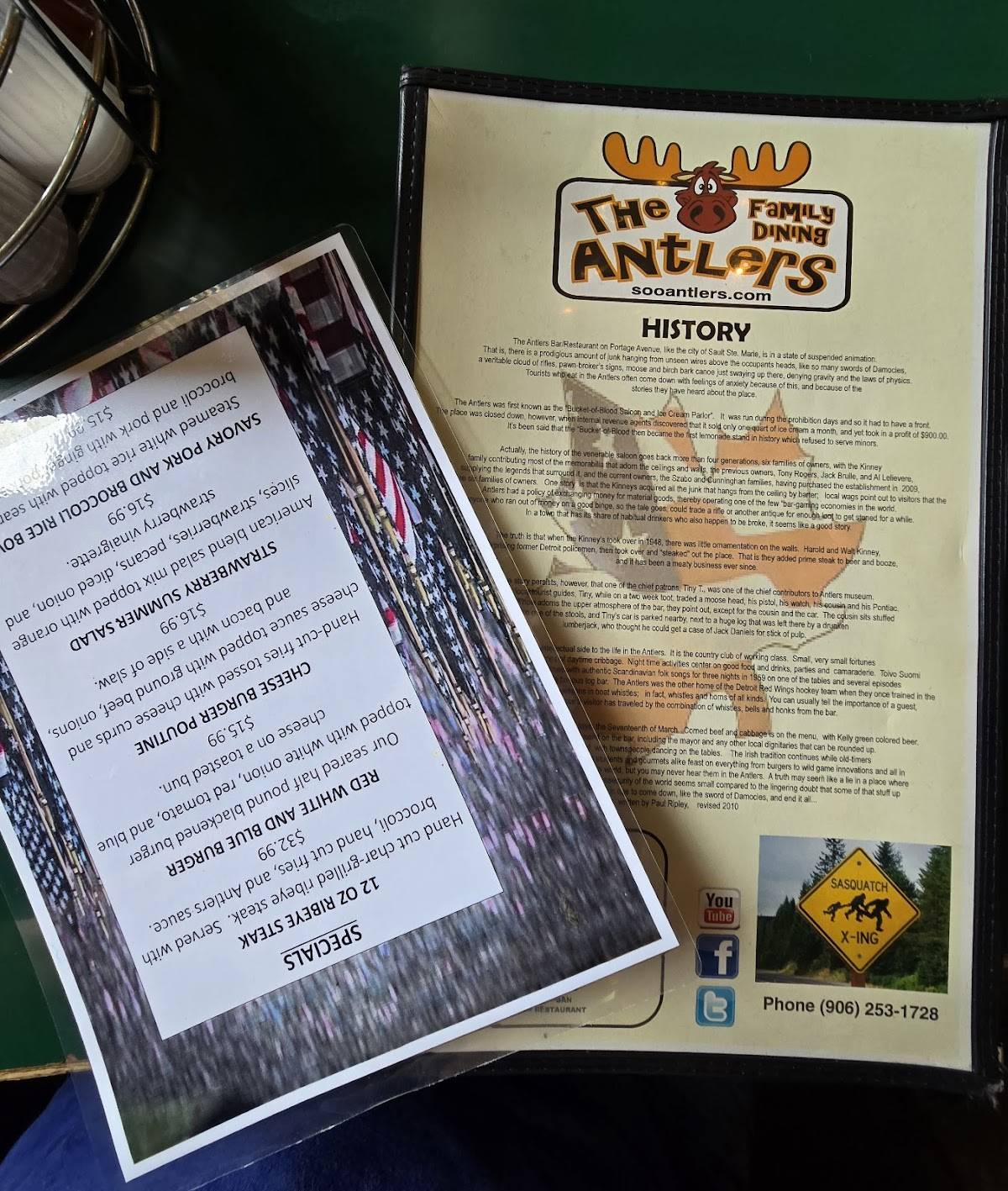 Menu at Antlers Restaurant, Sault Ste. Marie