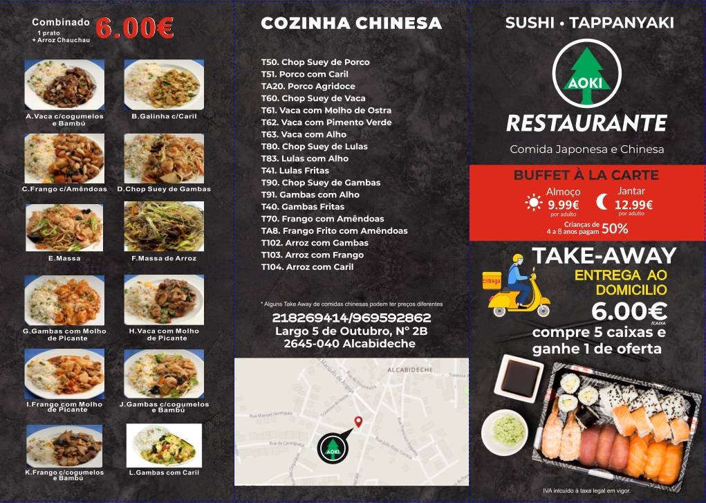 Menu em Restaurante Aoki, Alcabideche