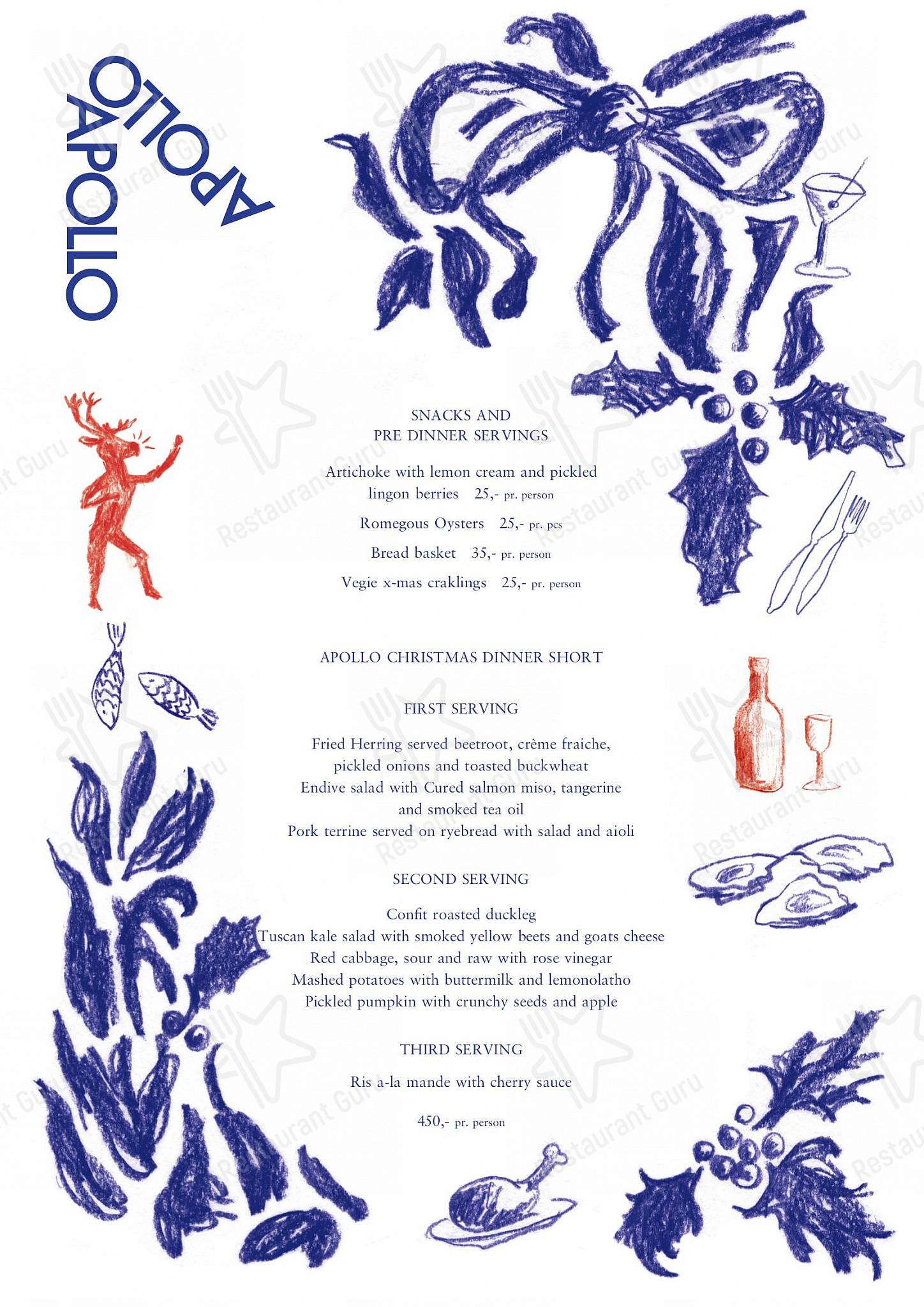 Menu at Apollo Bar, Copenhagen
