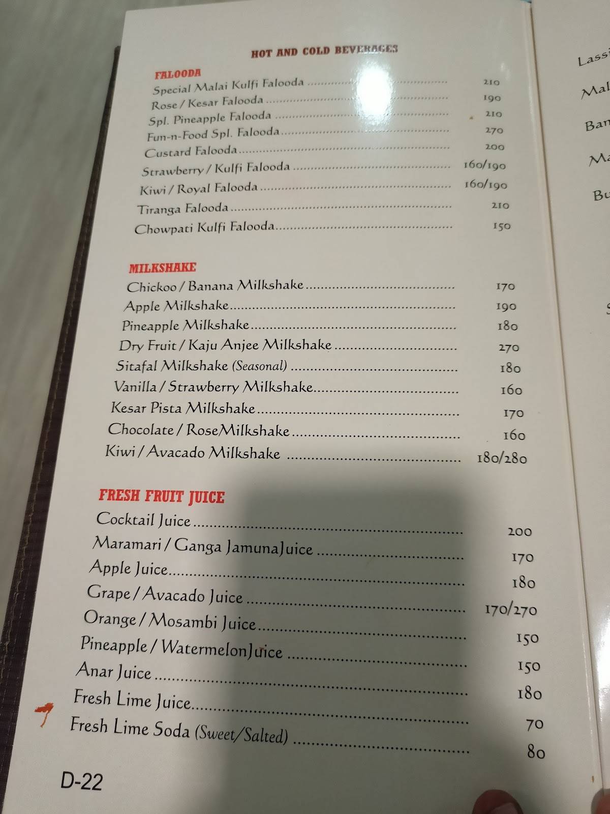 Menu at Arabian restro enroute Daman, Mumbai