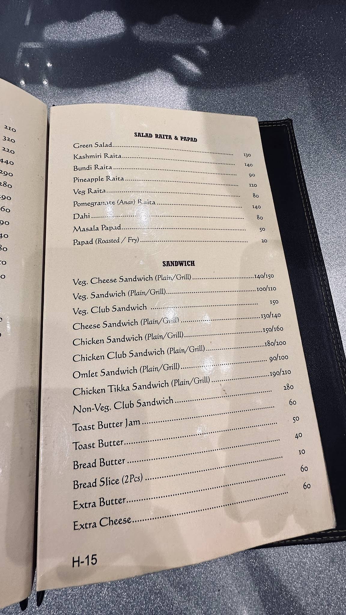 Menu at Arabian restro enroute Daman, Mumbai