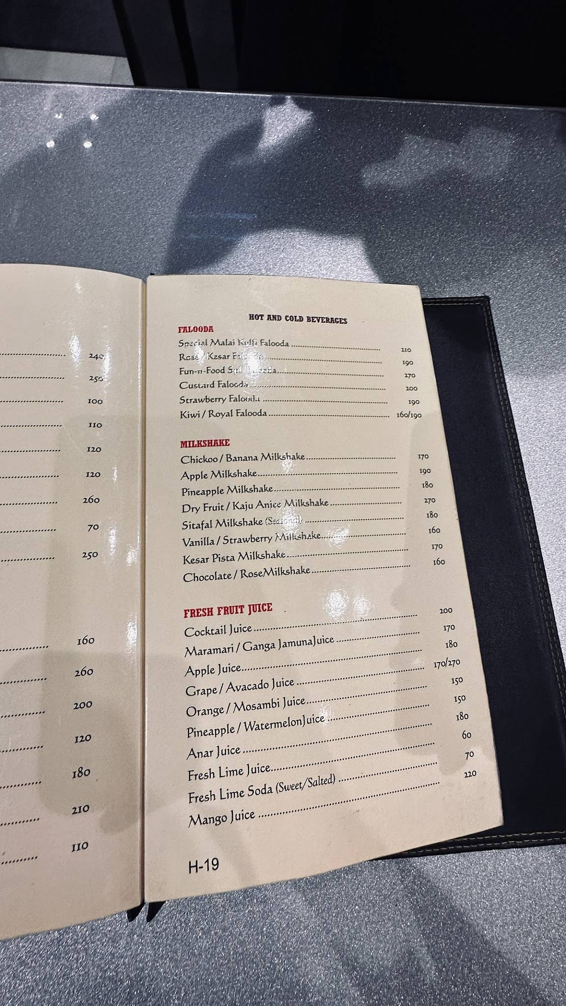 Menu at Arabian restro enroute Daman, Mumbai
