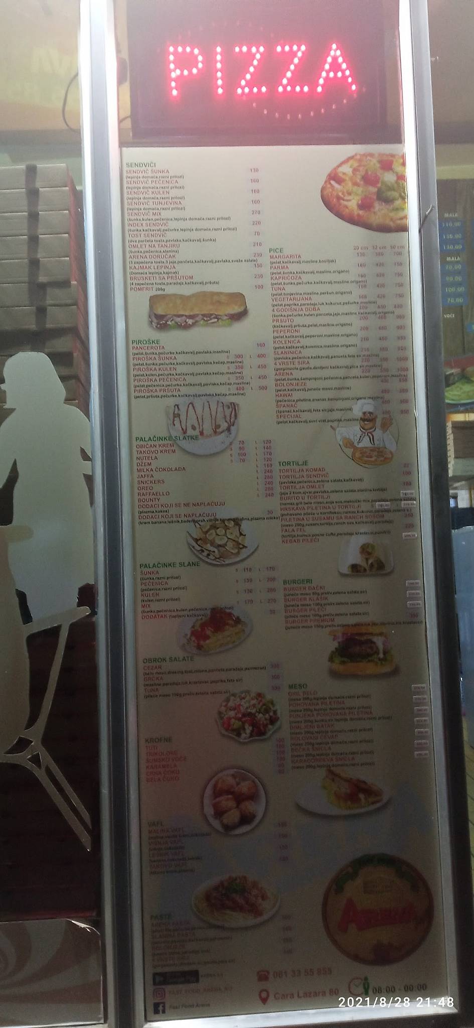 Menu at Arena-Fast Food, Kovin