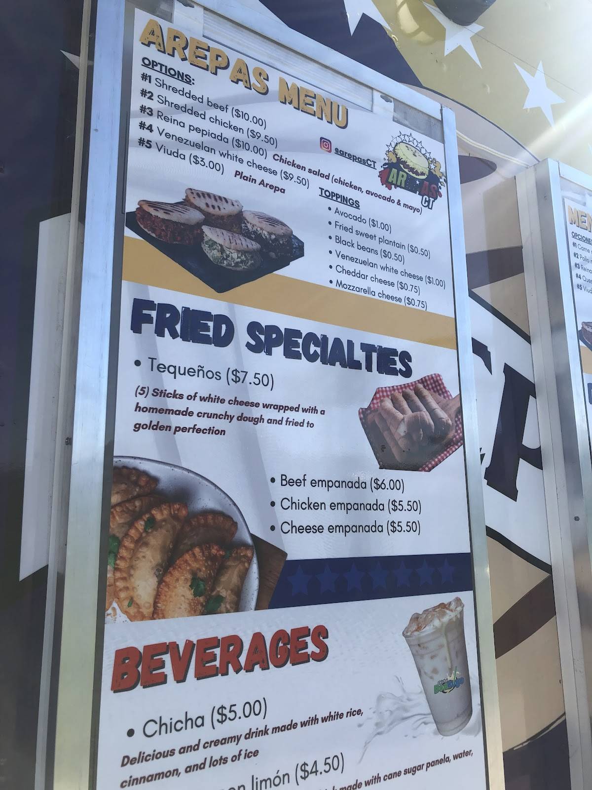 Menu at Arepas CT restaurant, New Haven