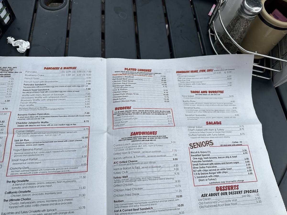 Menu at Around the Corner Restaurant, Edmond