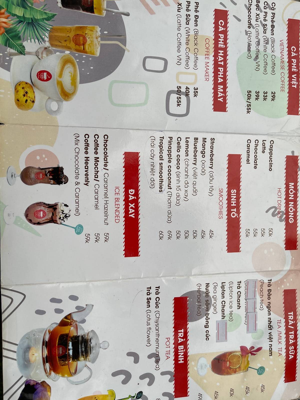 Menu at Art Museum coffee, Ho Chi Minh City