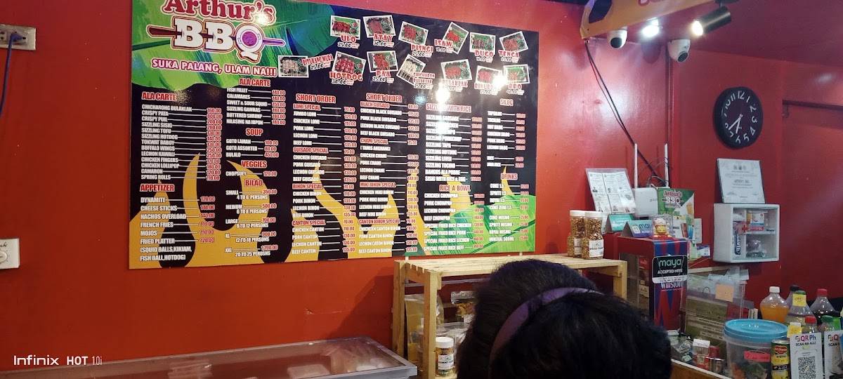 Menu at Arthur's BBQ, inosluban, Lipa