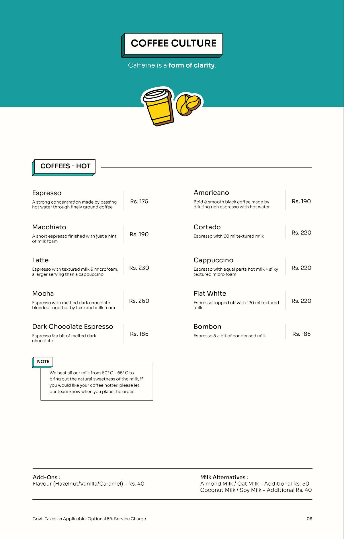 Menu at Artsy - Coffee & Culture, Kolkata