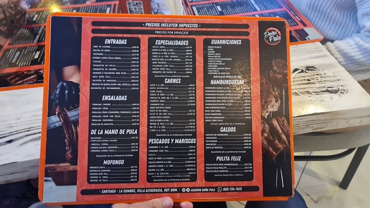 Carta del restaurante Asadero Doña Pula, Canabacoa, Santiago De Los ...
