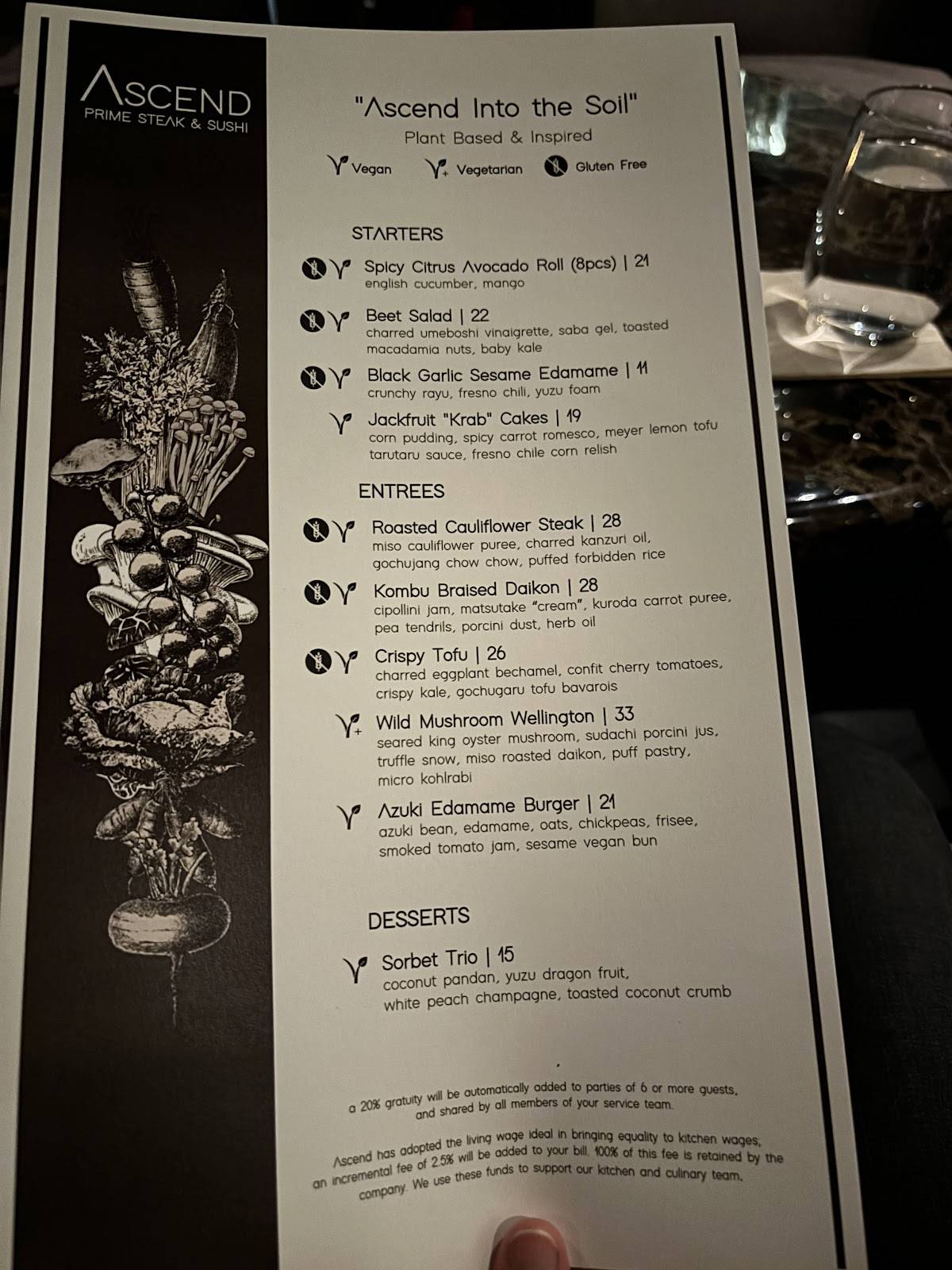Menu at Ascend Prime Steak & Sushi restaurant, Bellevue