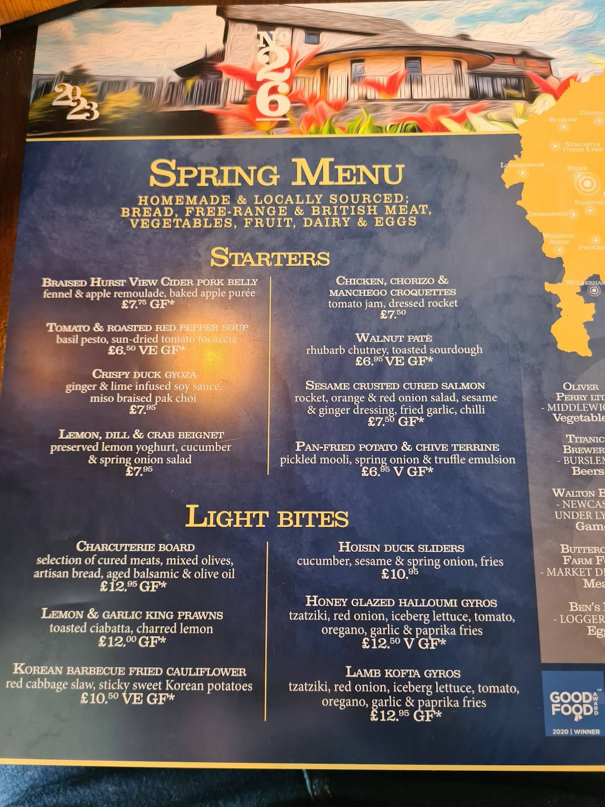 Menu at Aston Marina restaurant, Stone, Lichfield Road