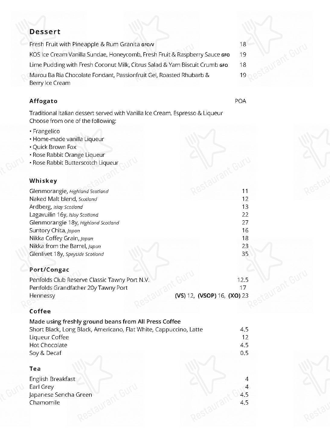 Menu at Ata's Bar & Eatery, Mangakino