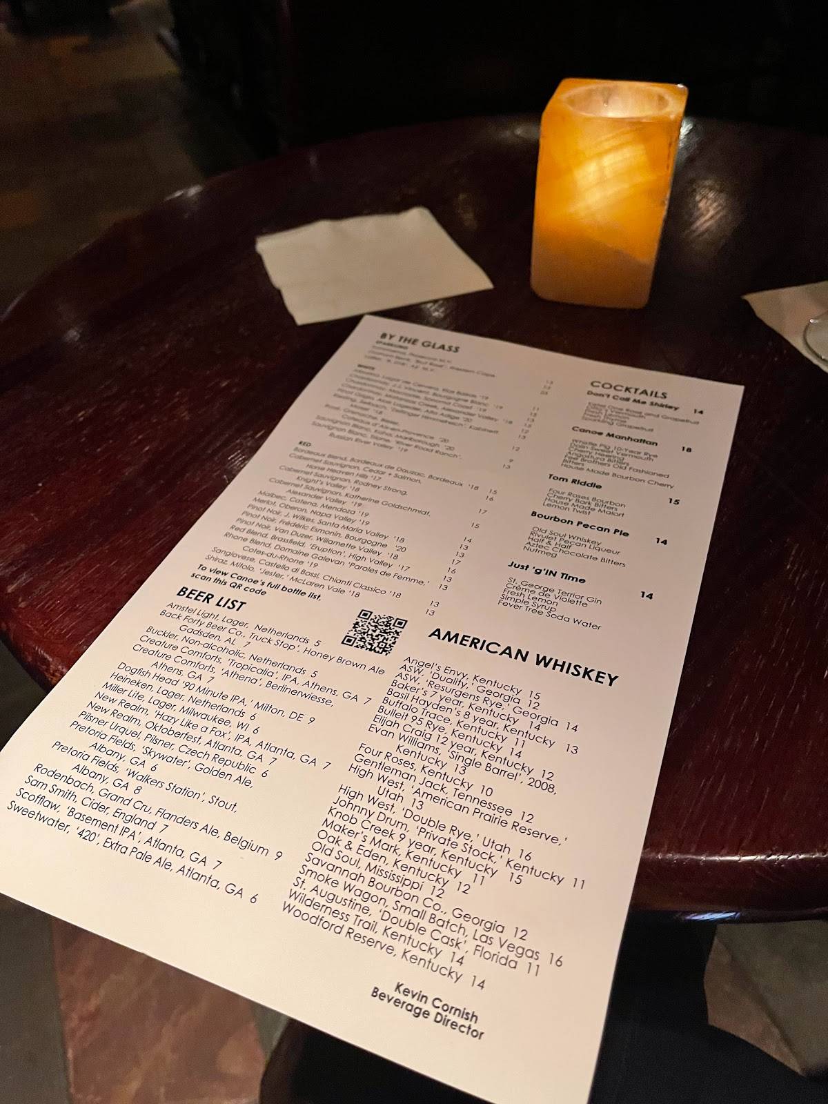 Menu at Canoe restaurant, Atlanta, Paces Ferry Rd SE