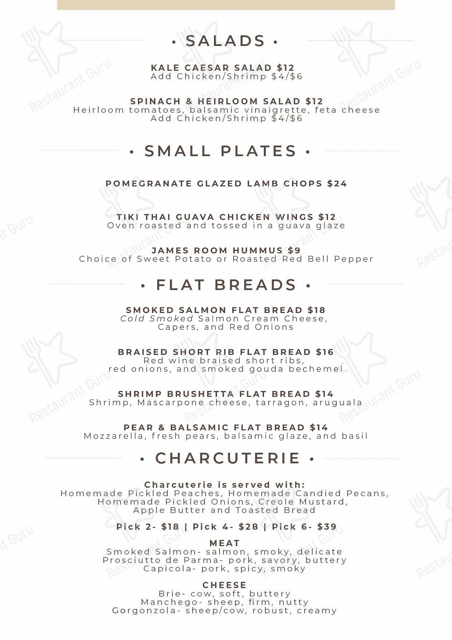 Menu at The James Room pub & bar, Atlanta, 661 Auburn Ave NE STE 280
