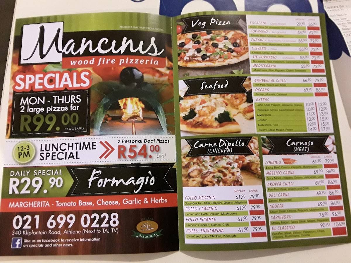 Menu at Atlantic Express Train Restaurant, Cape Town