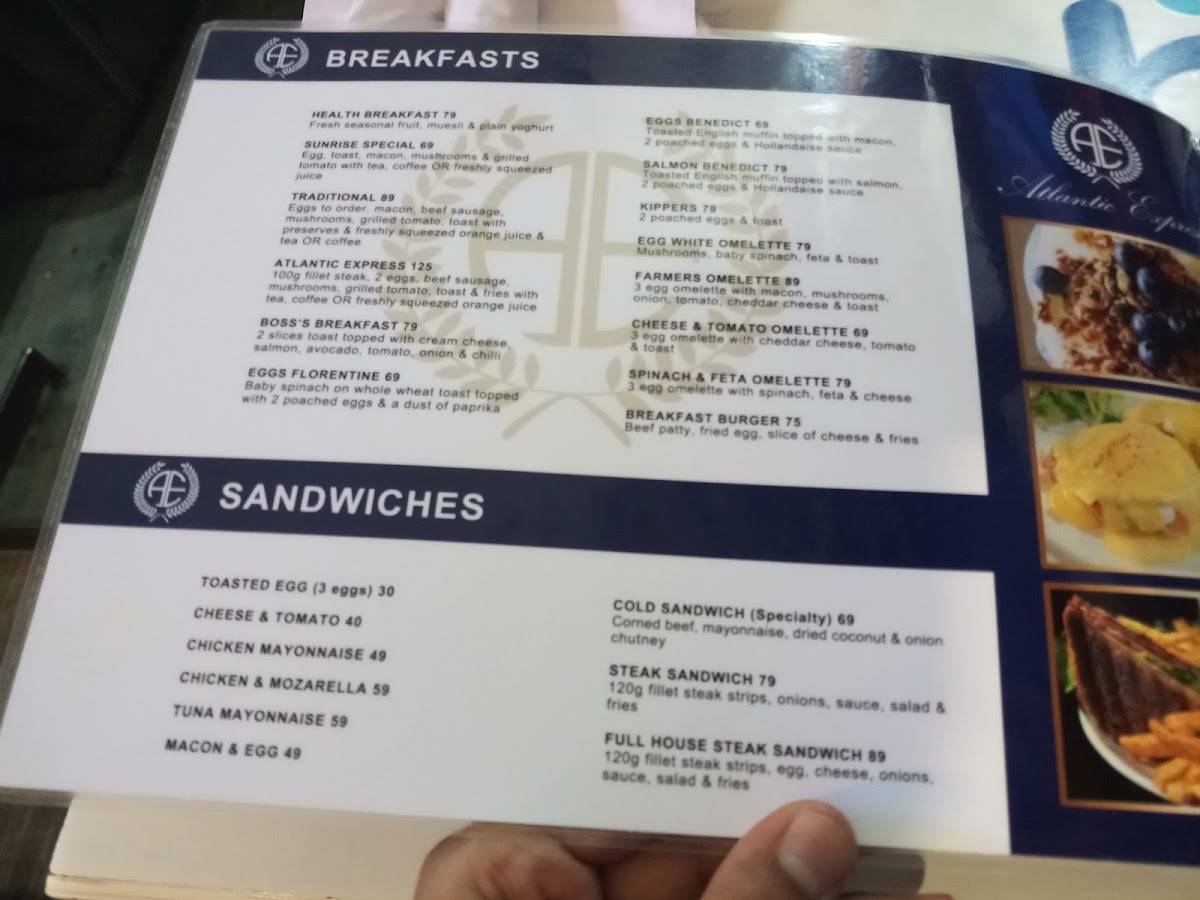 Menu at Atlantic Express Train Restaurant, Cape Town