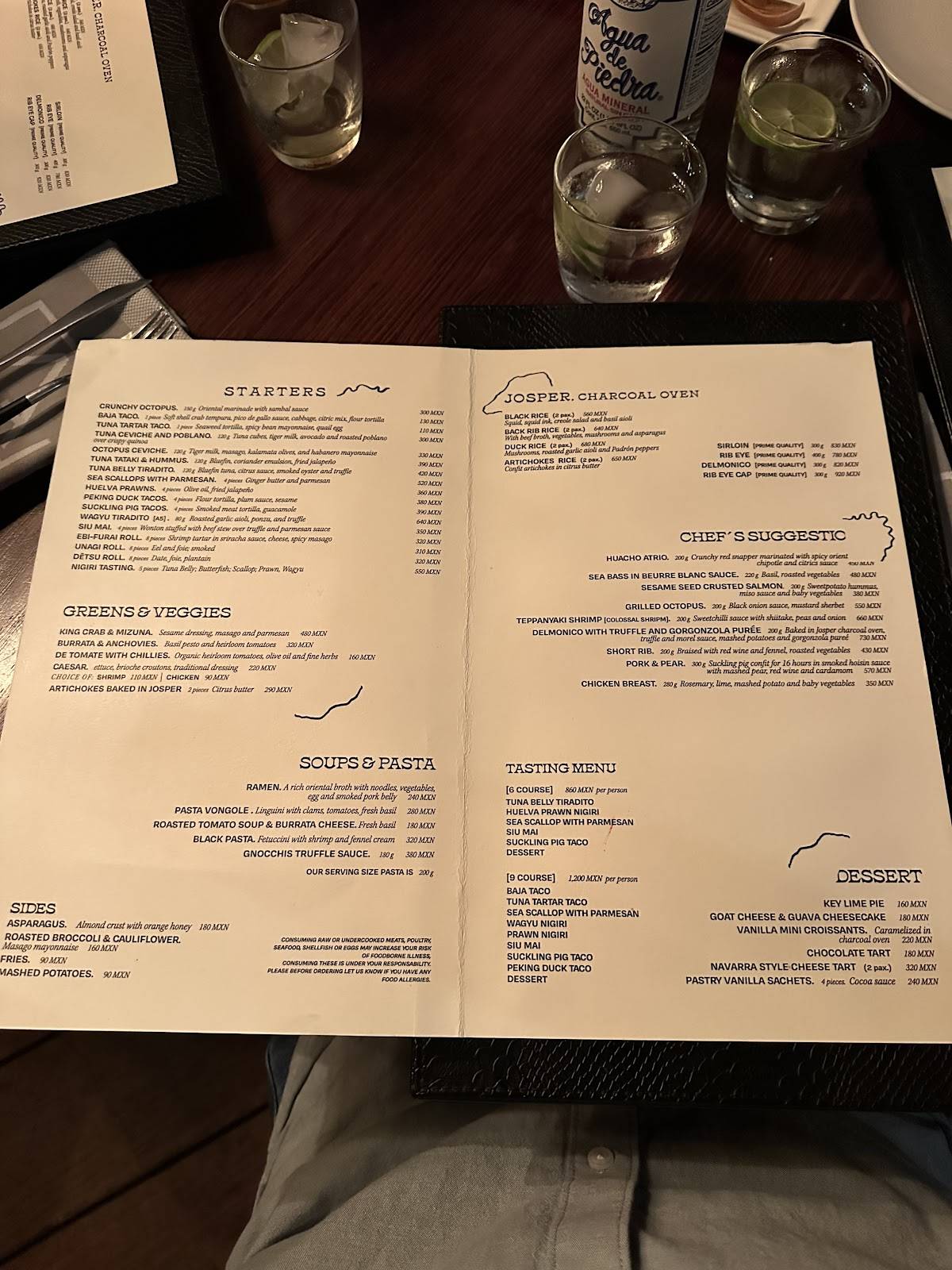 Menu at Atrio Restaurant, San Miguel de Allende
