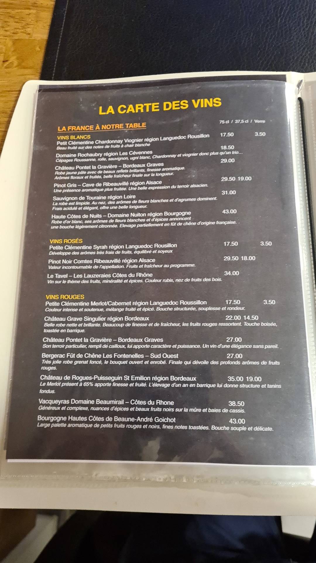 Menu au Au Treize, Neupré