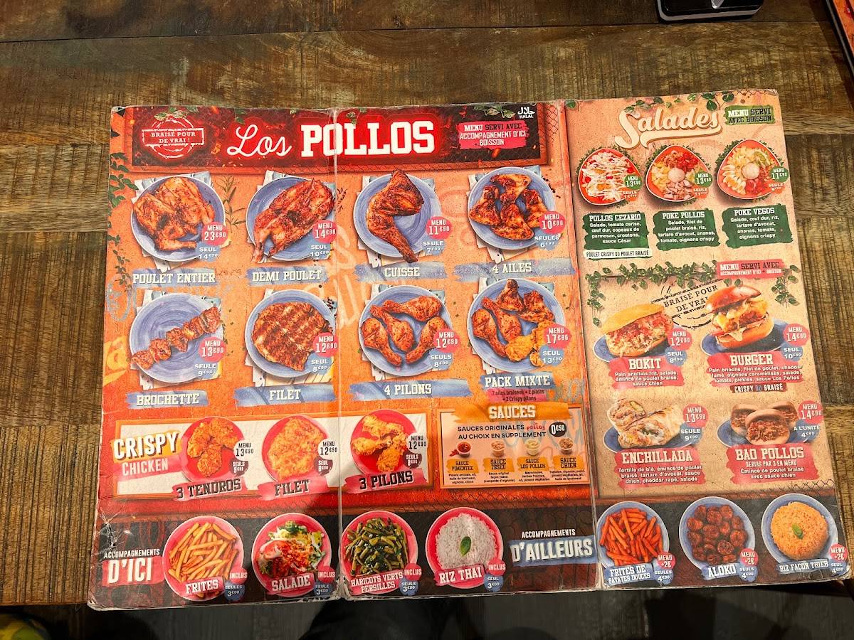 Menu au LOS POLLOS O'PARINOR restaurant, Aulnay-sous-Bois