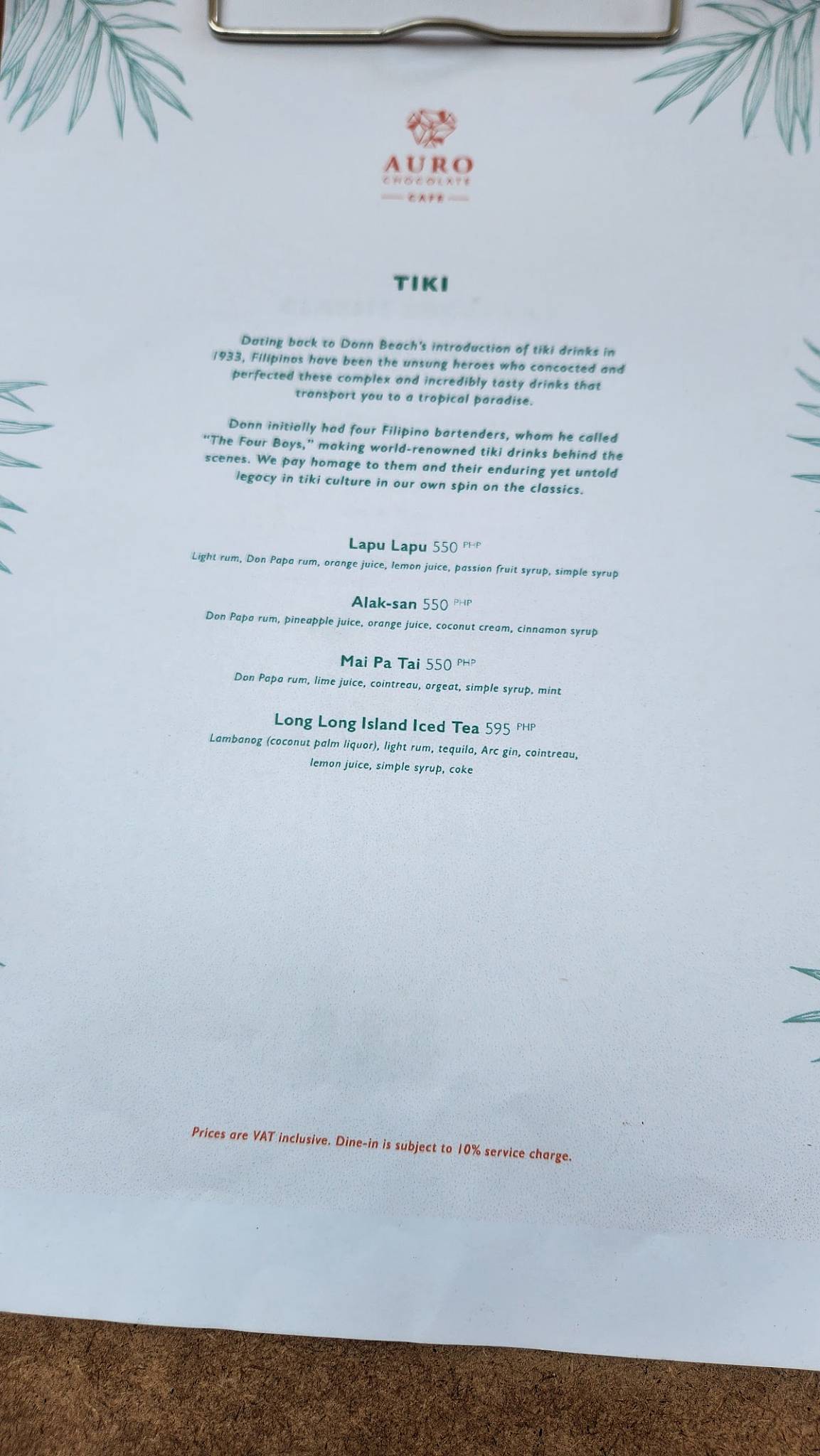 Menu at Auro Chocolate Cafe - BGC Flagship, Taguig