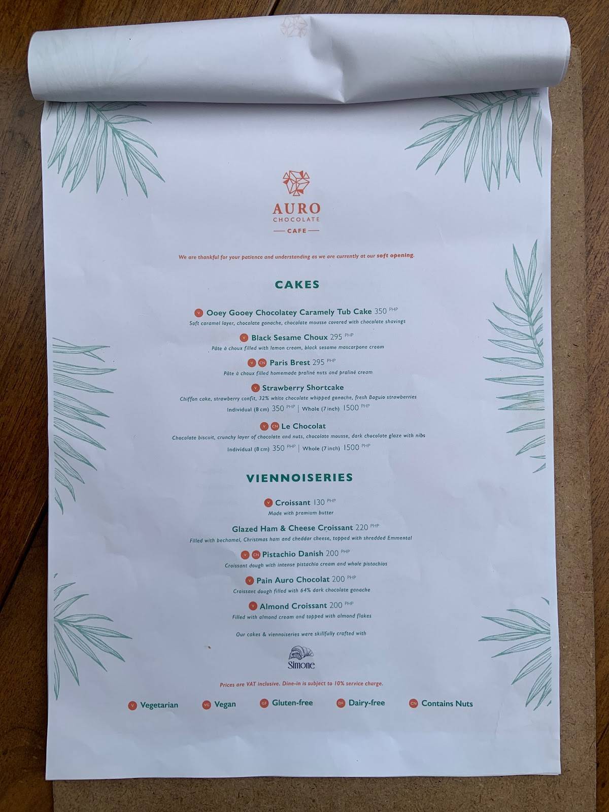 Menu at Auro Chocolate Cafe - BGC Flagship, Taguig