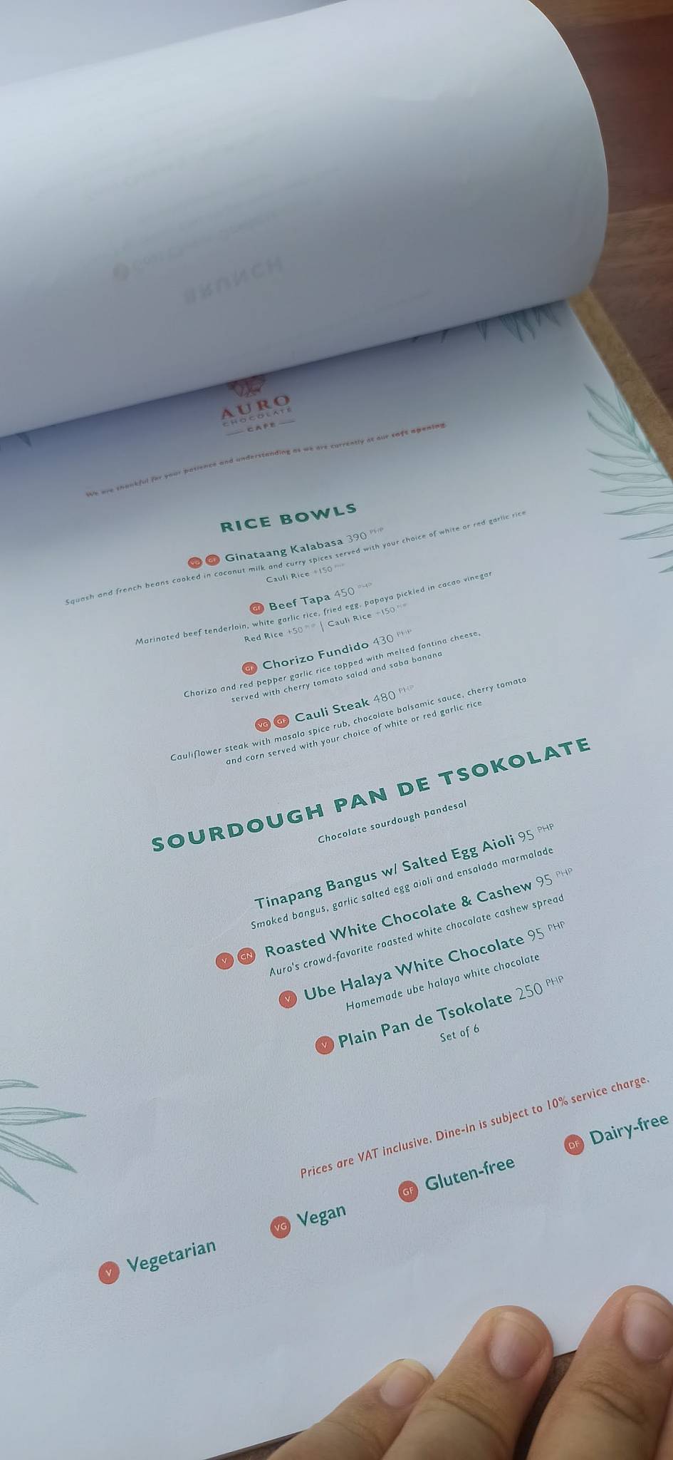 Menu at Auro Chocolate Cafe - BGC Flagship, Taguig